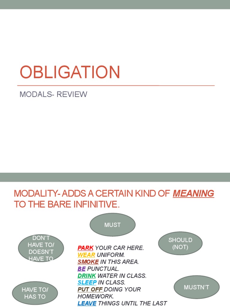 Modals of Obligations - Review | PDF | Career & Growth | Self-Improvement