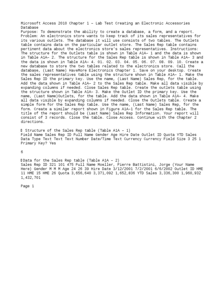 Access Final Exam Chapter 1 CS1000 | PDF | Databases | Table (Database)