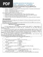 English 10 Q1 Module 7 Appraise The Unity of Plot Setting and Characterization | PDF