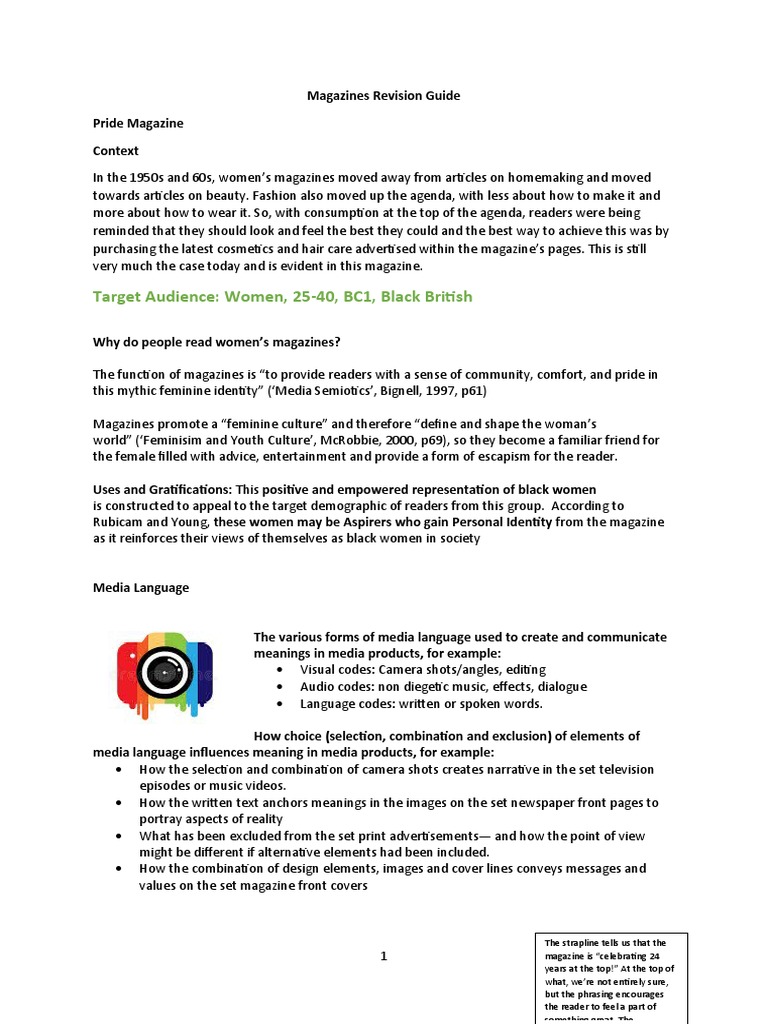 Magazines Revision Guide | PDF | Magazines | Masculinity