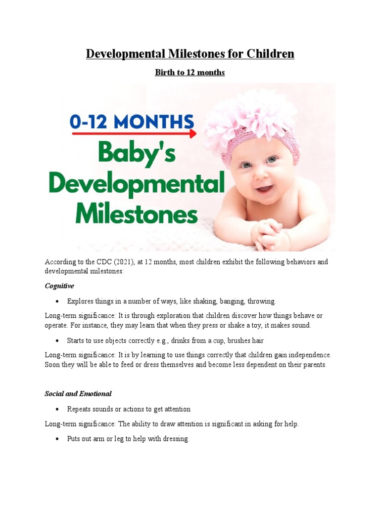 Child Development Milestones Guide | PDF | Learning | Speech