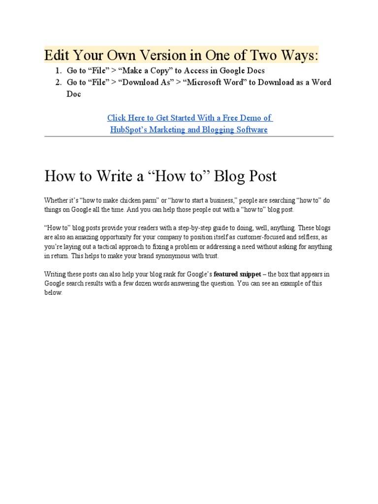How to Write a "How to" Blog Post | PDF | Search Engine Optimization ...