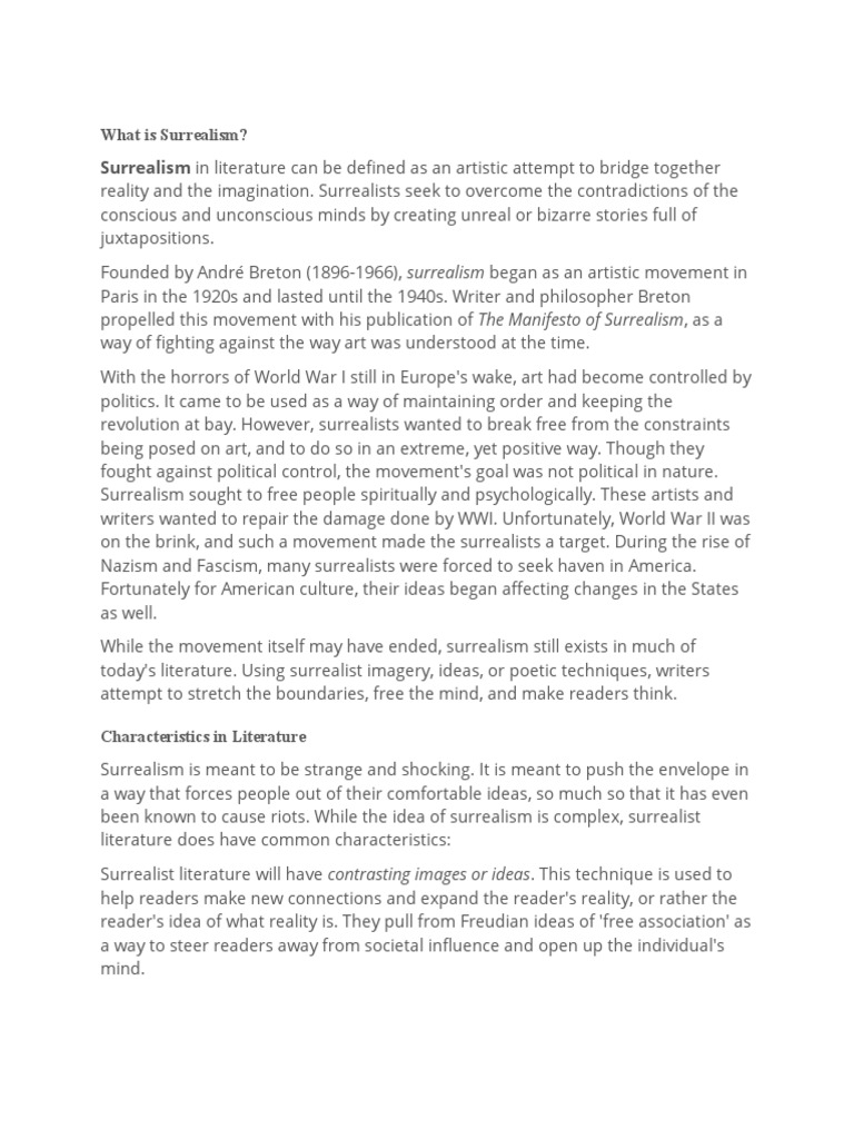 What Is Surrealism? Surrealism in Literature Can Be Defined As An ...