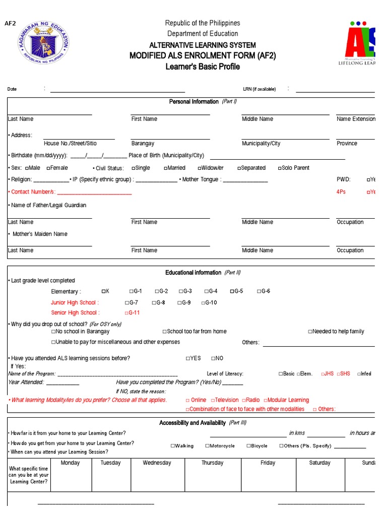Modified ALS AF2 | PDF | Learning | Behavior Modification