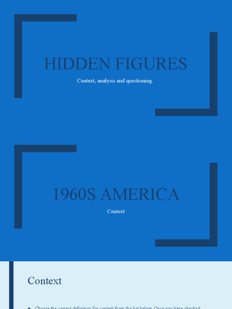 Hidden Figures: Context, Analysis and Questioning | PDF | Hidden ...