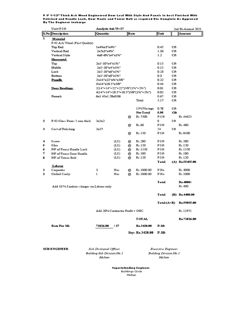 Ash Wood Door & Chowkat (On Detail) 2nd 21 | PDF | Architectural ...