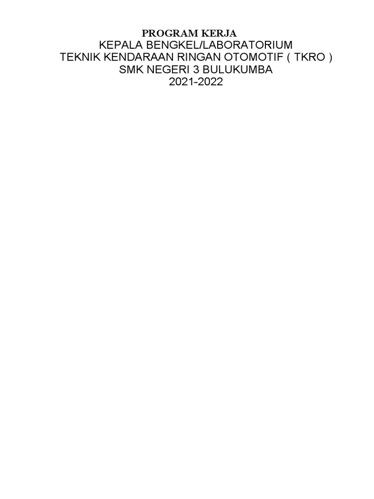 Program Kerja TKRO SMK 3 Bulukumba | PDF | Karier & Perkembangan | Bisnis