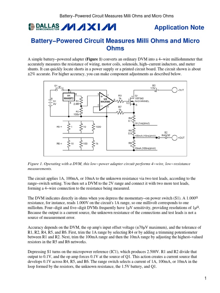 Battery Powered Circuit Measures Milli Ohms and Micro Ohms | PDF ...