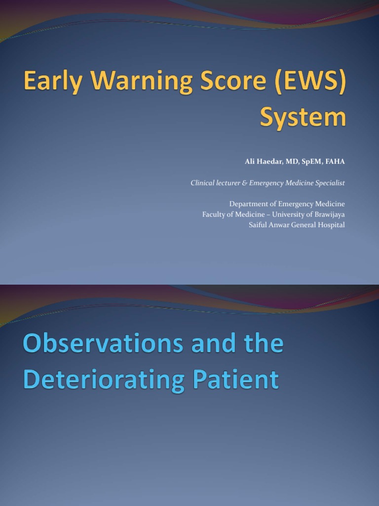 Workshop On Early Warning Score System - Ali Haedar | PDF | Blood ...
