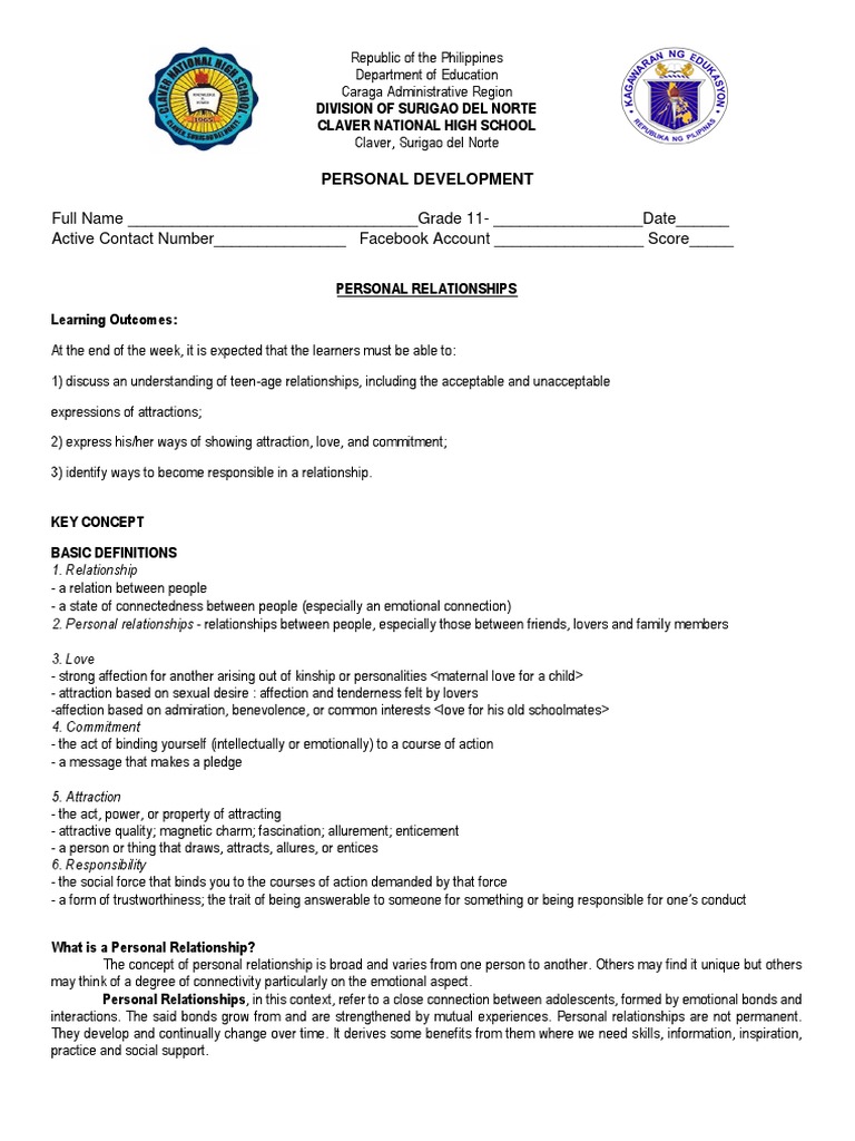 Perdev Personal Relationship | PDF | Love | Intimate Relationships