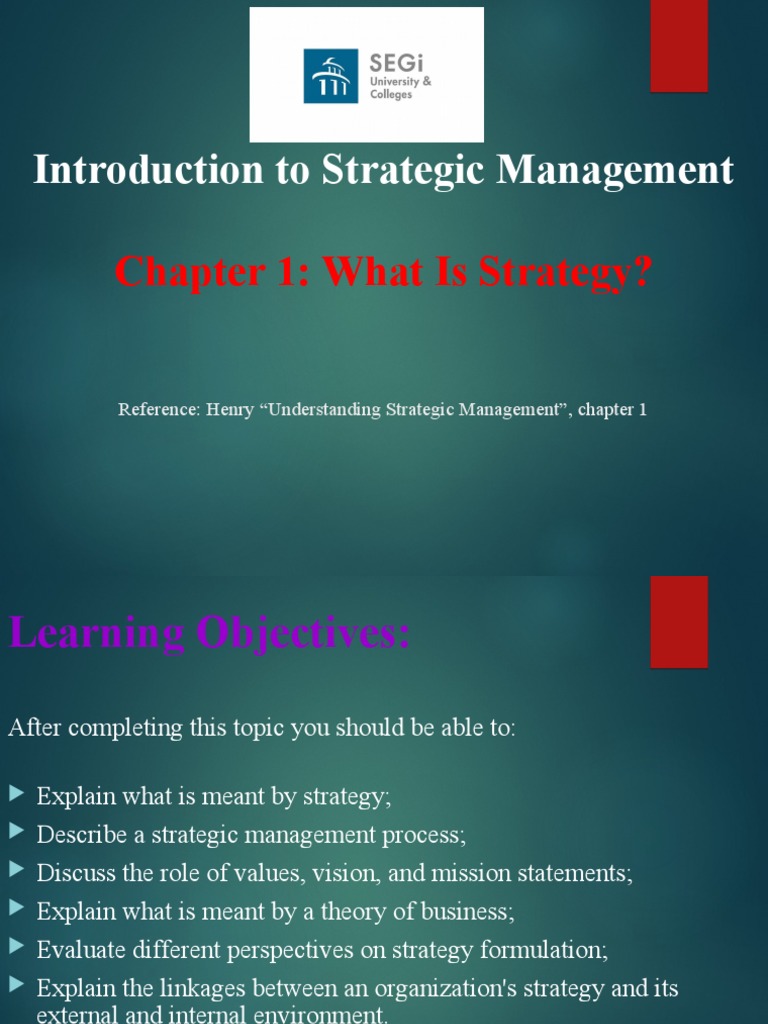 Introduction To Strategic Management: Chapter 1: What Is Strategy ...