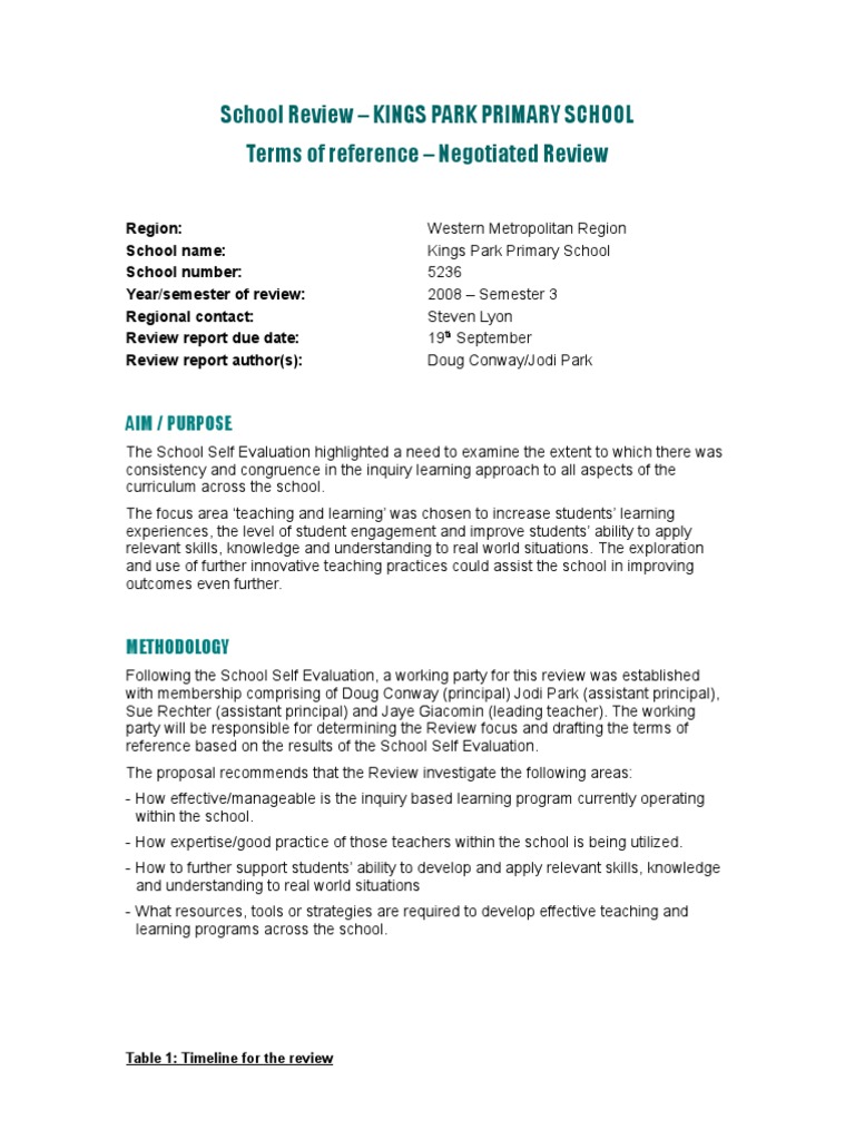Negotiated Review 2008 Terms of Reference | PDF | Inquiry Based ...