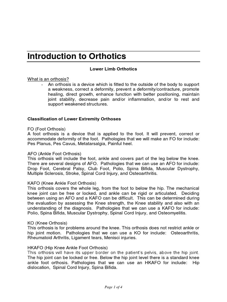 BFO - Introduction For Orthotics | PDF | Medicine | Clinical Medicine