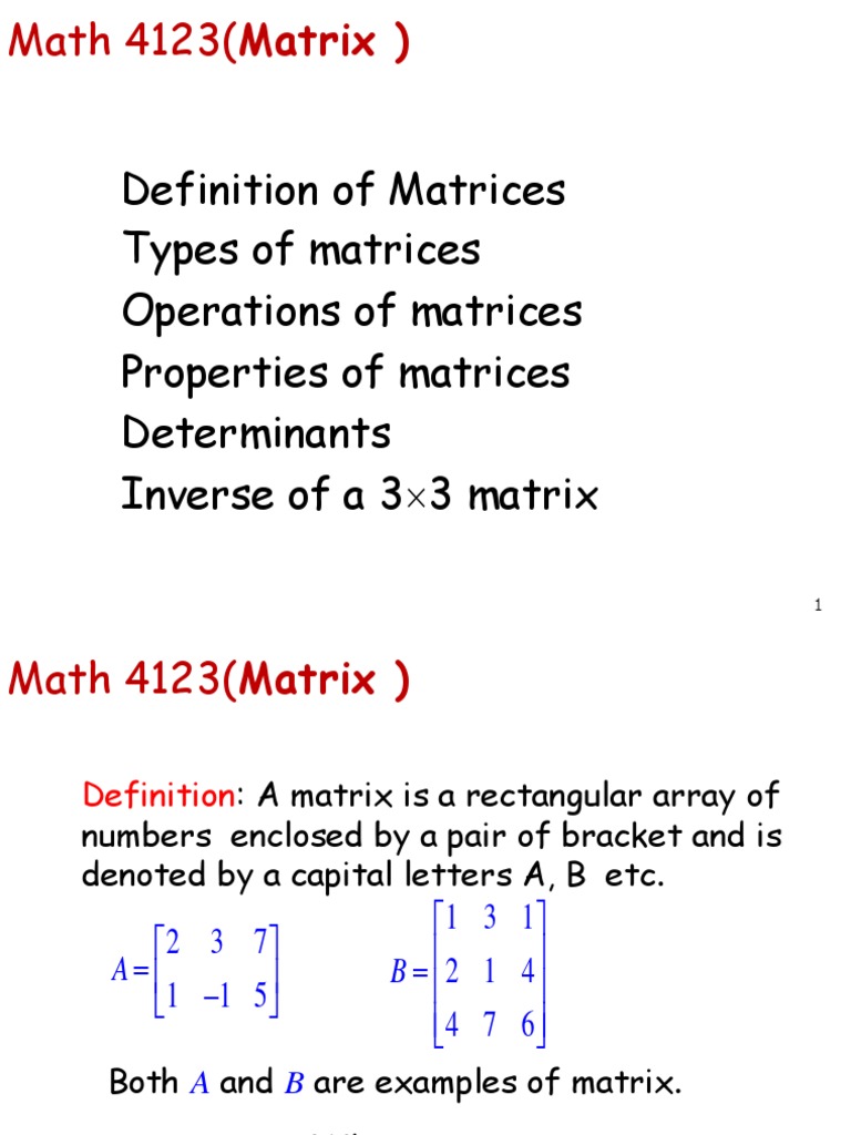 Types of Matrix 2021 | PDF | Matrix (Mathematics) | Determinant