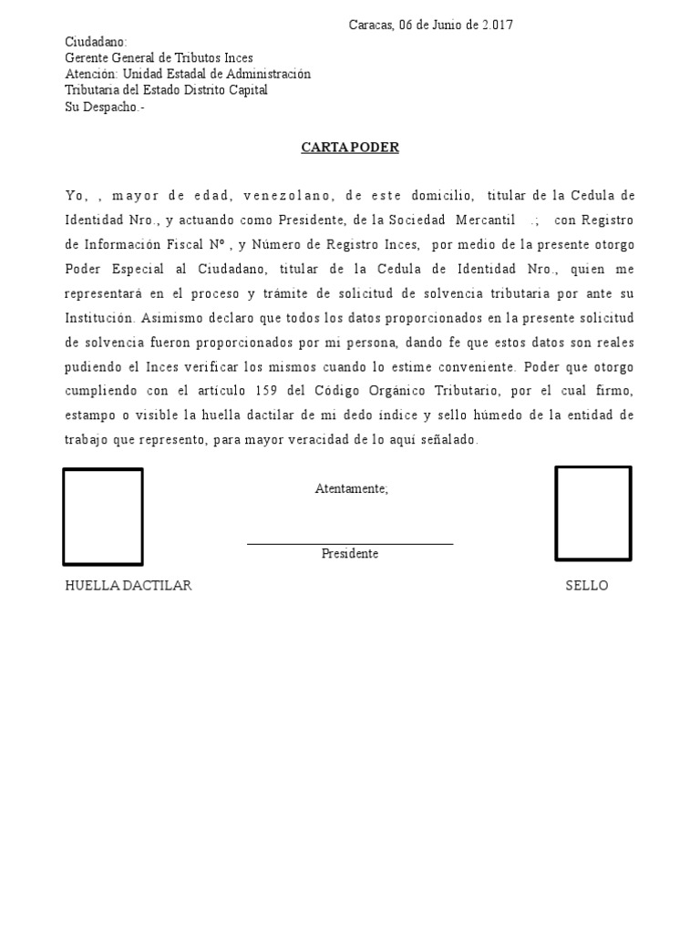 Carta Poder INCES | PDF