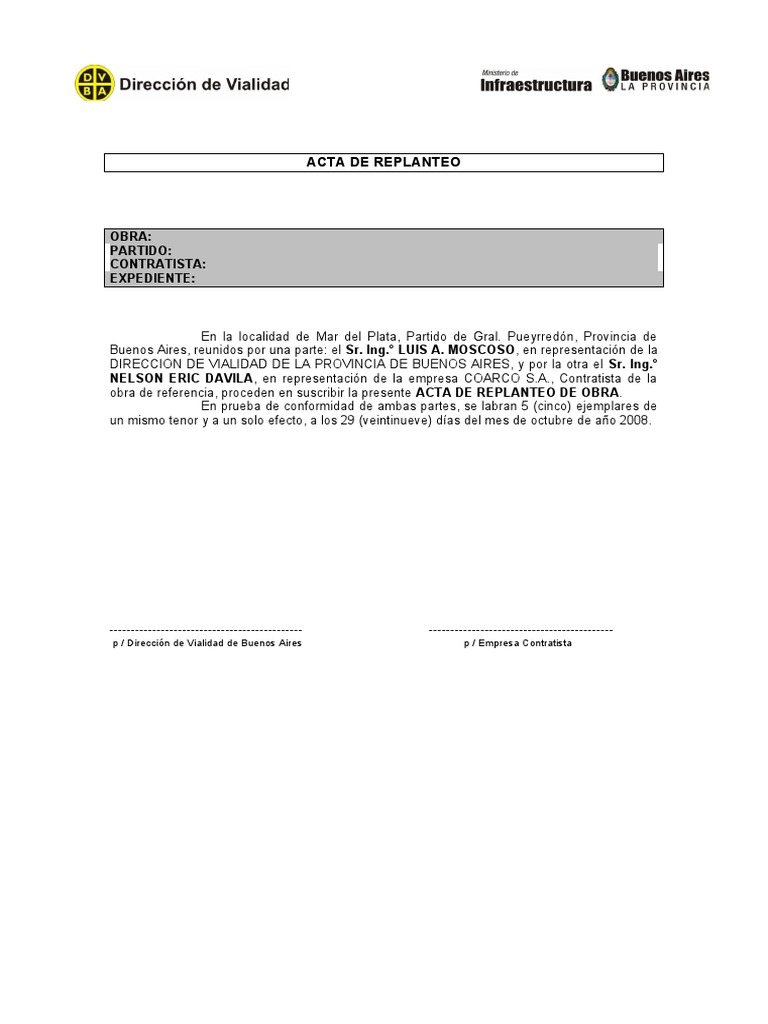 Acta de Replanteo | PDF