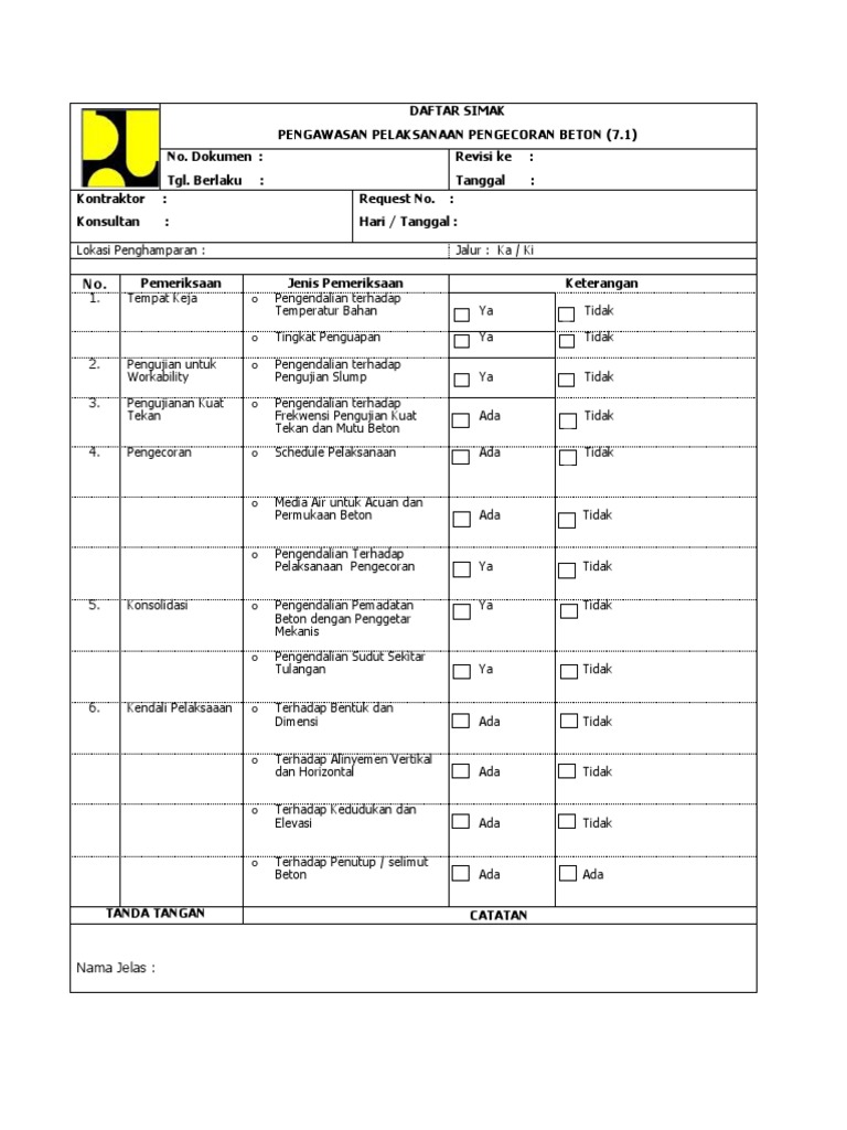 Daftar Simak 7.1 | PDF