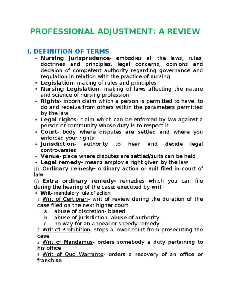 Professional Adjustment: A Review | PDF | Nursing | Licensure