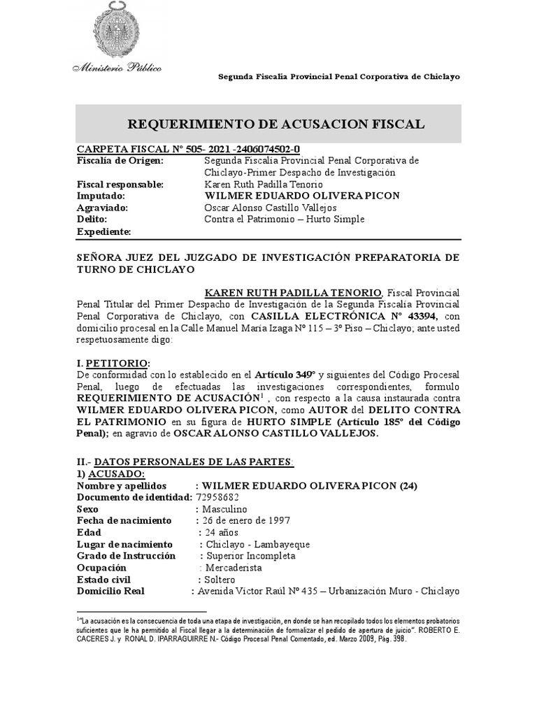 Exp. 3909-2021 - Requerimiento | PDF | Derecho penal | Castigos