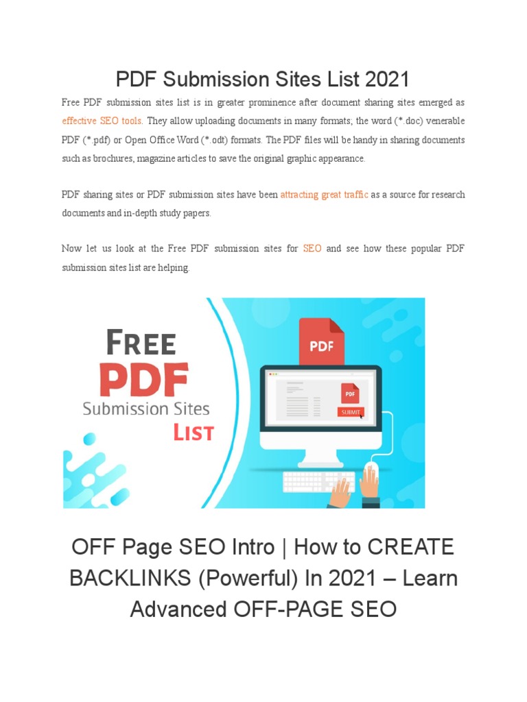 Free PDF Submission Sites List 2021 | PDF | Search Engine Optimization ...