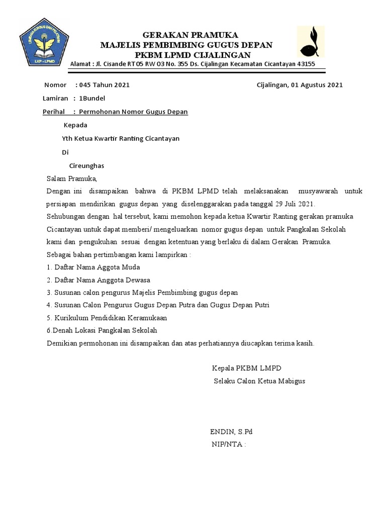 Permohonan No Gudep TD | PDF