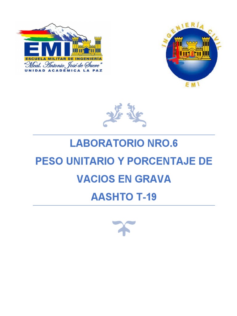 Peso y Vacíos en Grava: AASHTO T-19 | PDF | Volumen | Cantidades fisicas