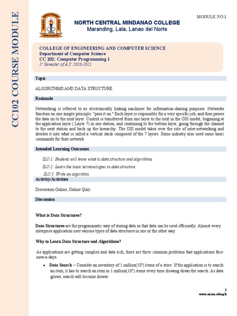 CC104 - Module 1 | PDF | Time Complexity | Algorithms