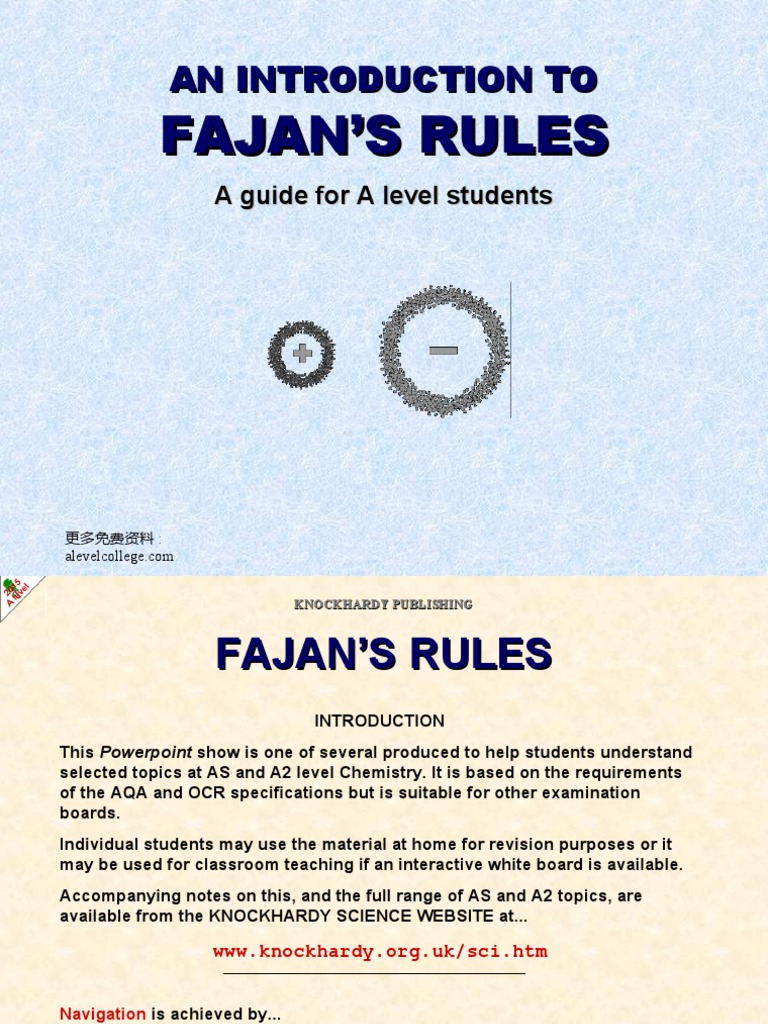 Fajan's Rules | PDF | Ionic Bonding | Chemical Bond