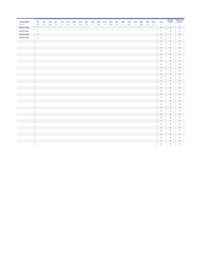 P L E U: Mon Tue Wed Thu Fri Mon Tue Wed Thu Fri Mon Tue Wed Thu Fri ...