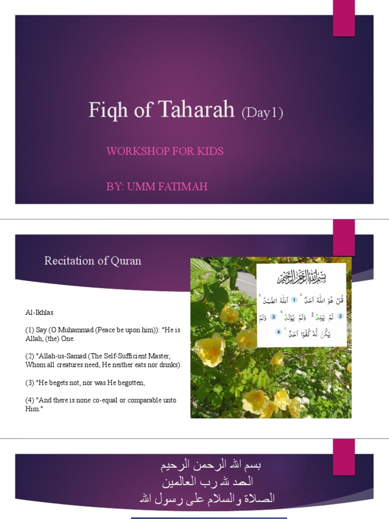 Fiqh of Taharah Day 1 | PDF | Semitic Words And Phrases | Islamic Belief And Doctrine