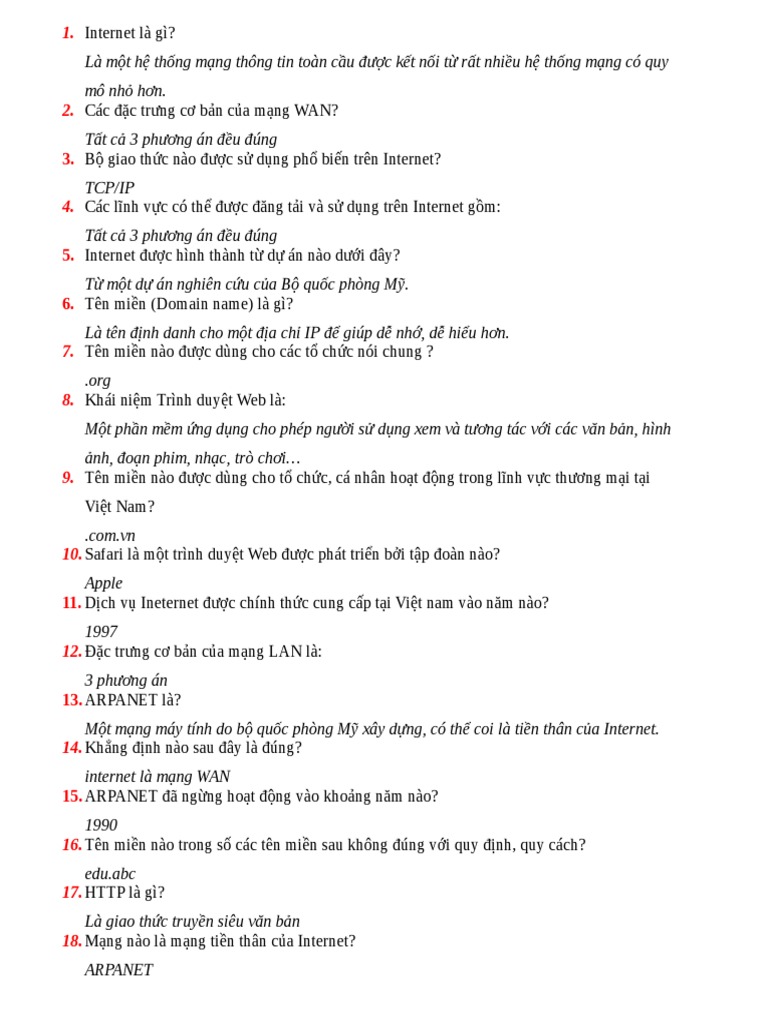 (123doc) - Cau-Hoi-Trac-Nghiem-Nhap-Mon-Internet | PDF