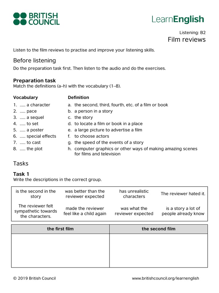 LearnEnglish Listening B2 Film Reviews | PDF