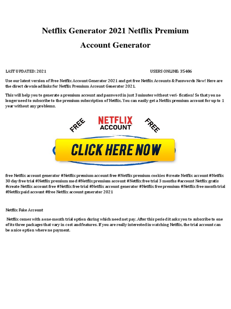 Free Netflix Account Generator 2021 Netflix Premium Account Generator ...