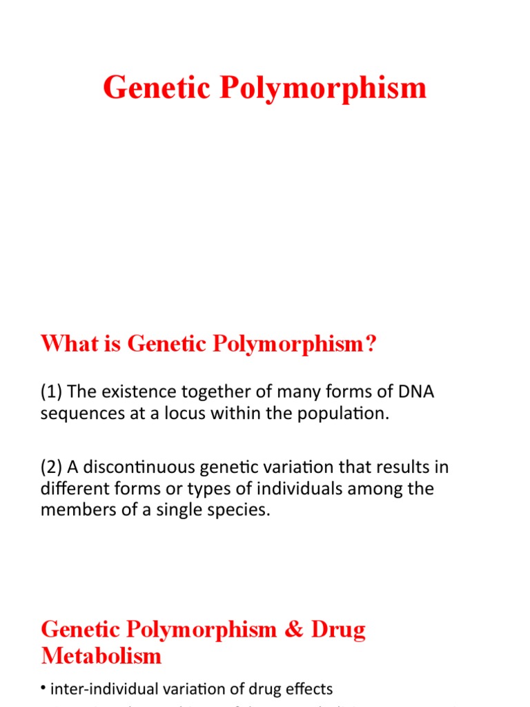 Genetic Polymorphism Fix | PDF | Pharmacogenomics | Cytochrome P450