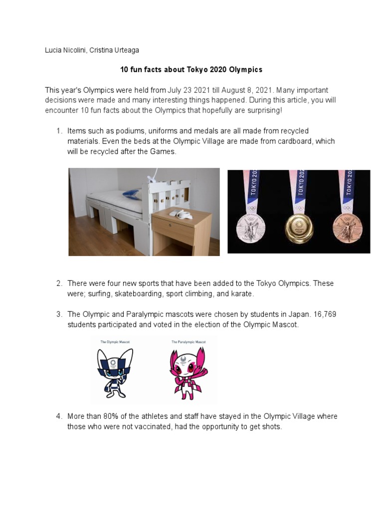 10 Fun Facts About Tokyo 2020 Olympics | PDF | Olympic Games | Multi ...