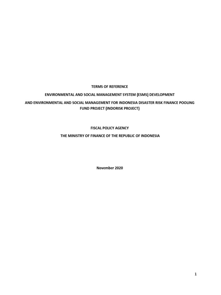 ToR Environmental and Social Management System (ESMS) | PDF | Risk ...