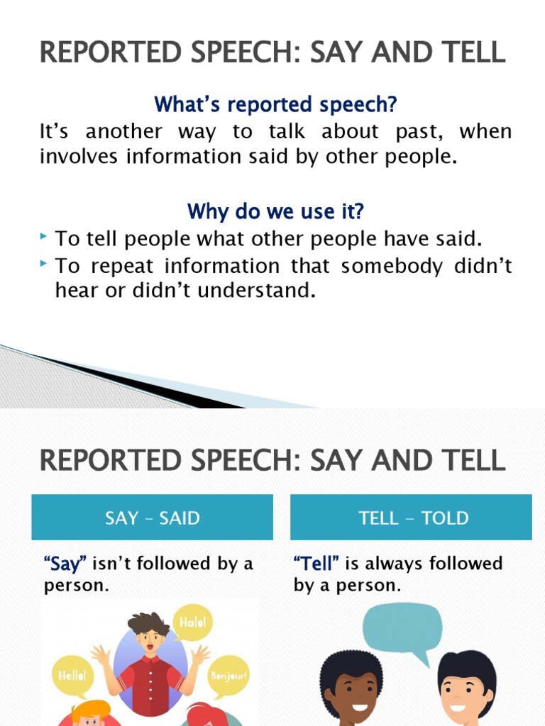 Reported Speech: Say and Tell | PDF | Human Communication | Language ...