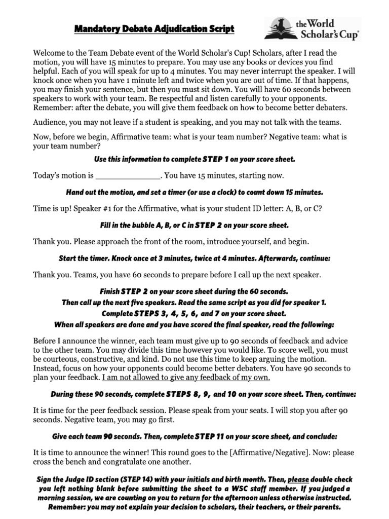 Debate Adjudicator Script | PDF