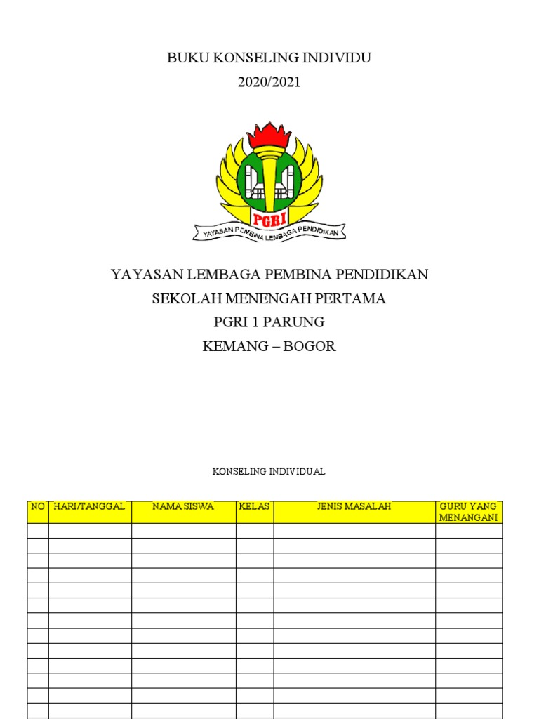 Buku Konseling Individual SMP 2020/2021 | PDF