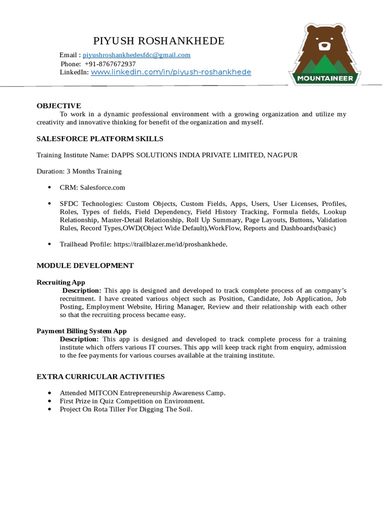 Piyush Resume | PDF | Computing