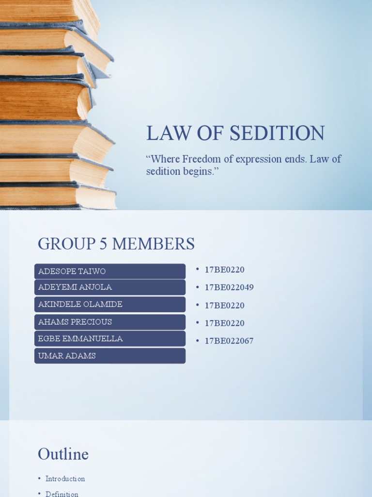 LAW OF SEDITION Group 5 | PDF | Crime & Violence | Crimes