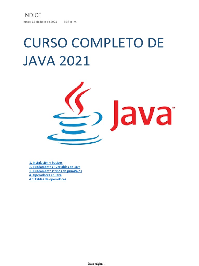 Java | PDF | Java (lenguaje de programación) | Cadena (informática)