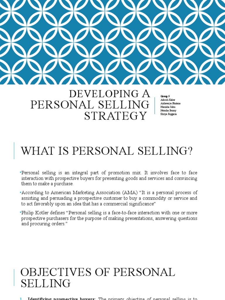 A Personal Selling Strategy: Developing | PDF | Sales | Marketing