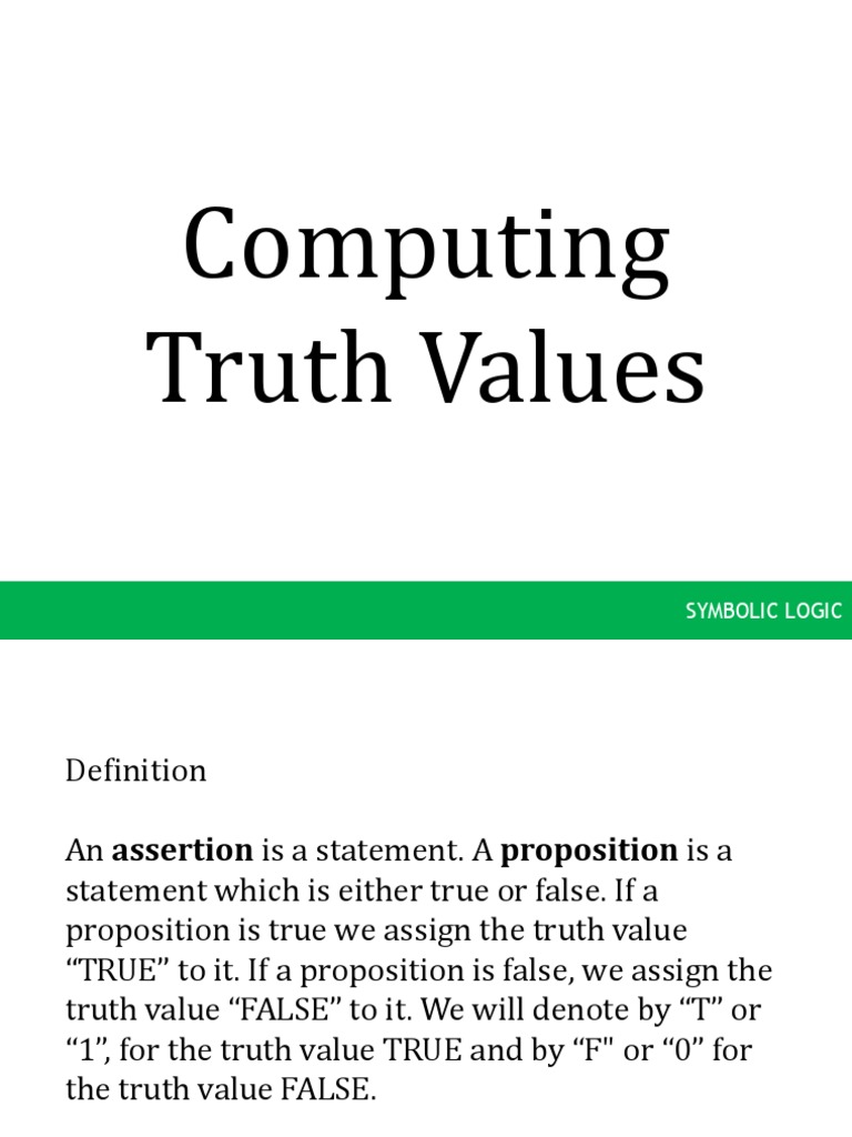 Computing Truth Values Symbolic Logic Pdf Argument Logical Consequence