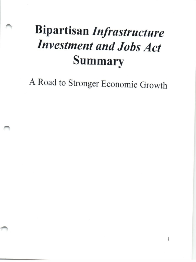 Bipartisan Infrastructure Investment and Jobs Act Summary | PDF ...