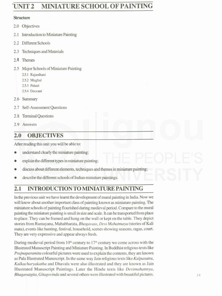 Miniature School of Painting Unit 2 | PDF | Paintings | Plastic Arts