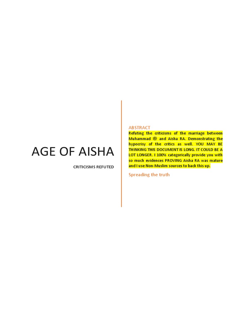 Age of Aisha The Criticisms Ended | PDF | Muhammad | Quran