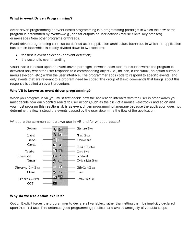 Why Vb Is Known As Event Driven Programming Pdf Array Data Structure Information Age