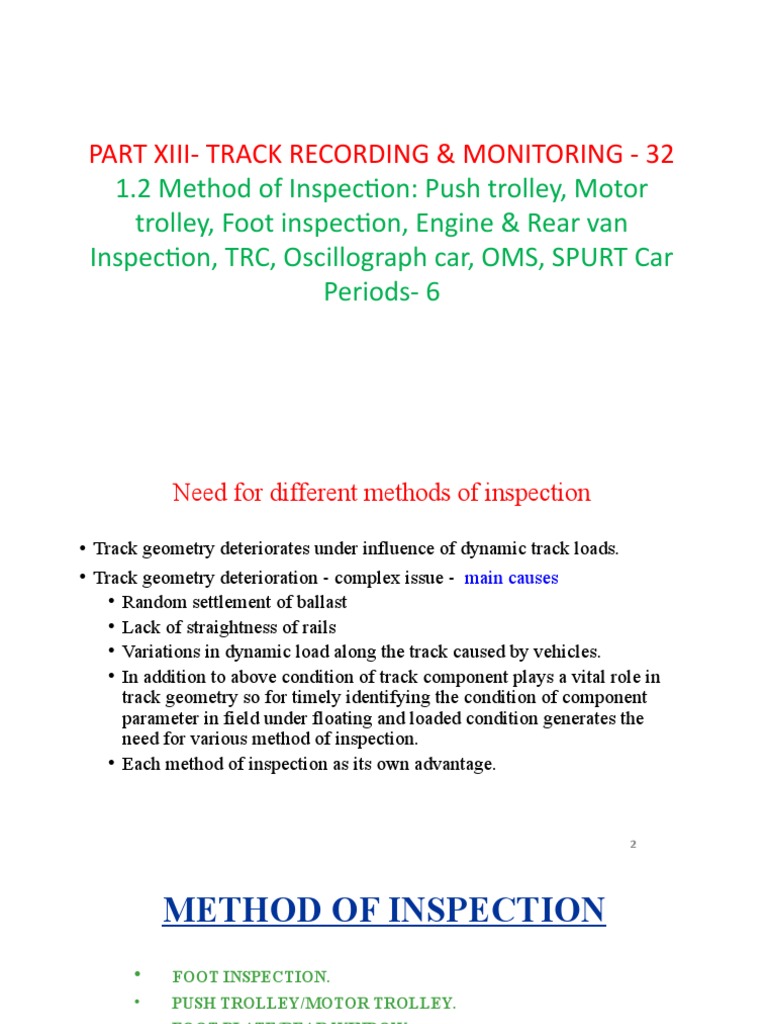 1.2 - Method of Inspection Push Trolley, Motor Trolley, Foot Inspection ...