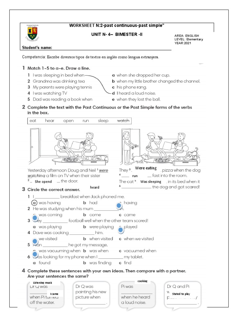 Past - Continuous Ejercicios | PDF